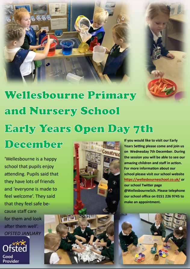EYFS Open Day 7th December 2022 - Wellesbourne Primary School